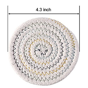 Coasters for Drinks (8-Piece Set) Water Absorbent Coaster Set Woven Coasters for Table Protection Heat-Resistant Coasters for Drinks, Beige