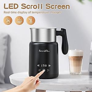 Secura Coffee Milk Frother, 5-IN-1 Electric Milk Steamer with Detachable Stainless Steel Jug Automatic Hot/Cold Foam & Hot Chocolate Maker with LED Touch Screen, Temperature Display, Induction Heating
