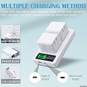 ActZone 2Pack A-4a Rechargeable Batteries and LCD Dual Charger Compatible with Arlo Ultra, Ultra 2, Arlo Pro 3 and Pro 4 Camera VMC4040P VMA5400 VMC4350P 3.85V 4800mAh 18.48Wh