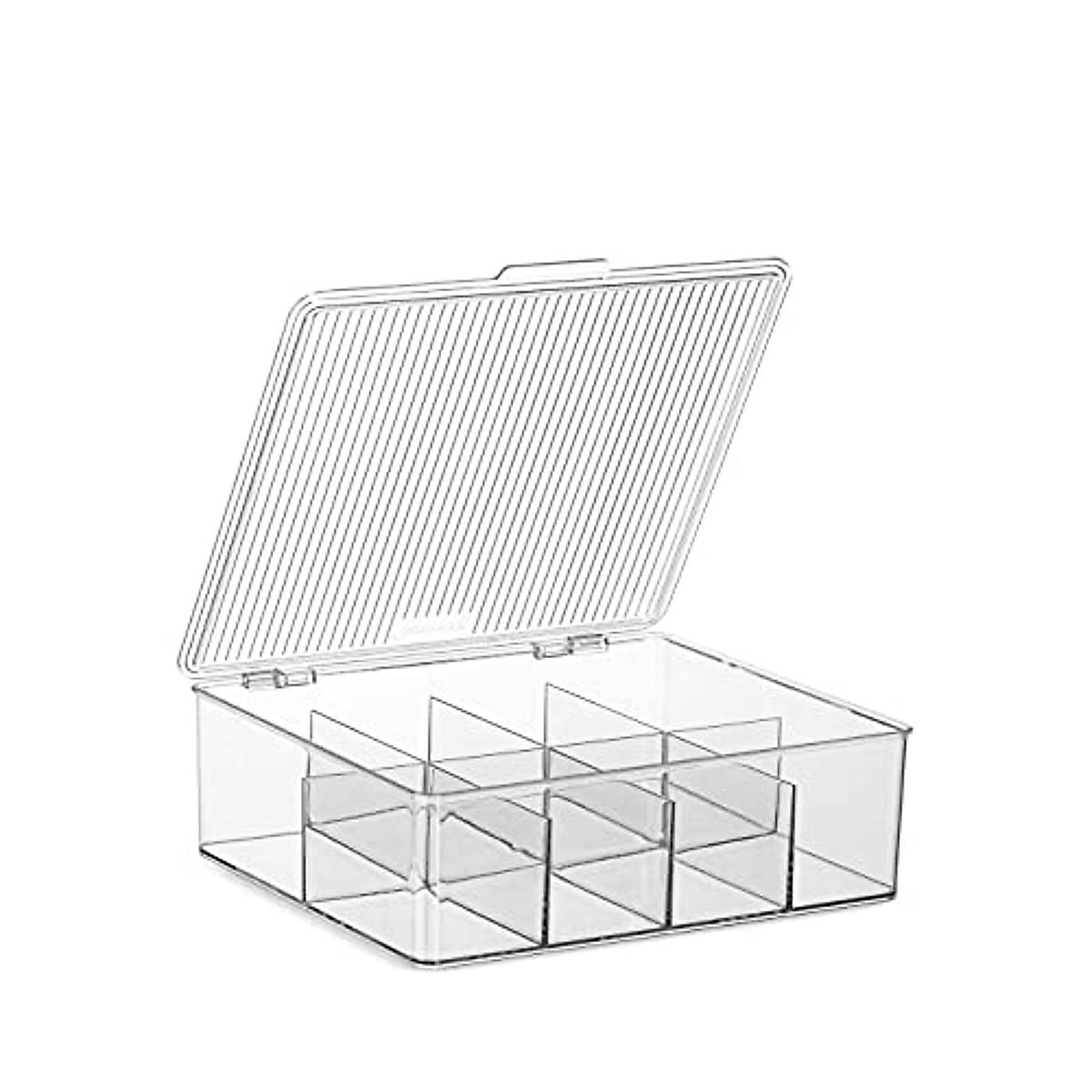 2 Pack Large Stackable Plastic Tea Bag Organizer - Storage Bin Box for Kitchen Cabinets, Countertops, Pantry - Holds Beverage Bags, Cups, Pods, Packets, Condiment Accessories Holder