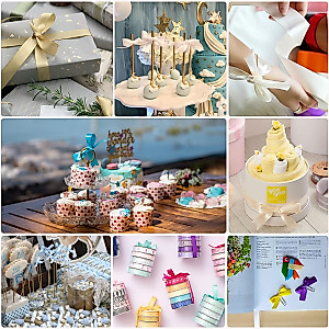 Rose Gold Ribbon 1-1/2 Inch x 25 Yards, Rose Pink Satin Fabric Silk Ribbon for Gift Wrapping, Hair Bows Making, Floral Bouquets, Wreaths, DIY Sewing Projects, Wedding, Baby Shower and Handmade Trims