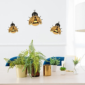 YIYA 3 PCS Metal Bee Wall Decor Bee Wall Art Decor for Outdoor Garden Lawn Fences Decor Office Bedroom Livingroom Home Decor