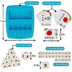 DEGIDEGI Matching Letter Games for Kids Age 3-8, 2 in 1 Spelling & Reading Educational Toys Flash Cards Number & Color Recognition Preschool Learning Sight Words Toys Birthday Gift for Toddlers