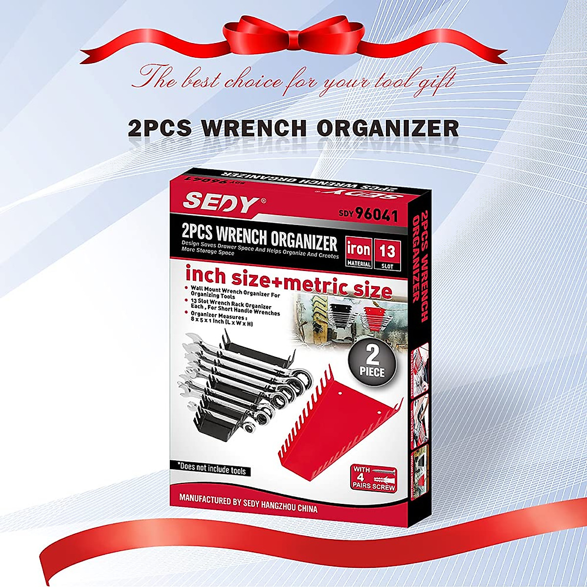 Premium 26-Wrench Organizer Set, Wrench Holder Set, Wall Mounted Wrench Storage Trays, Wrench Organizer for Tool Box Drawer Chest, Wrench Rack, Pegboard Wrench Organizer Holder Trays