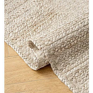 Shatex 5x8Ft Handrafted Jute Rugs,Chunky Textured Indoor/Outdoor Rugs,Solid Rustic Farmhouse Style, for Bedroom Living Room Dining Room, Off-White