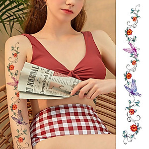 CARGEN Sexy Flower Temporary Tattoos - 10 Sheets Realistic Sexy Flowers Vine Butterfly Long Back Sleeves Tattoos for Women Girls Makeup Fake Tattoo Great for Waist Belly Back Spine Arm Leg Collarbone
