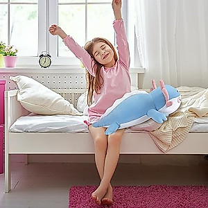 Colixpet Axolotl Plush Cute Stuffed Animal Soft Blue Long Pillow Hugging Plush Toys Valentine's Day,Birthday Gifts for Kids Boys Girls 21 inches