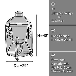 Grill Cover Fits Kamado Joe - Classic 18" & Big Green Egg Large Grills In Nests - Waterproof - 2 Year no BS Warranty! Free Bonus thermometer/timer!
