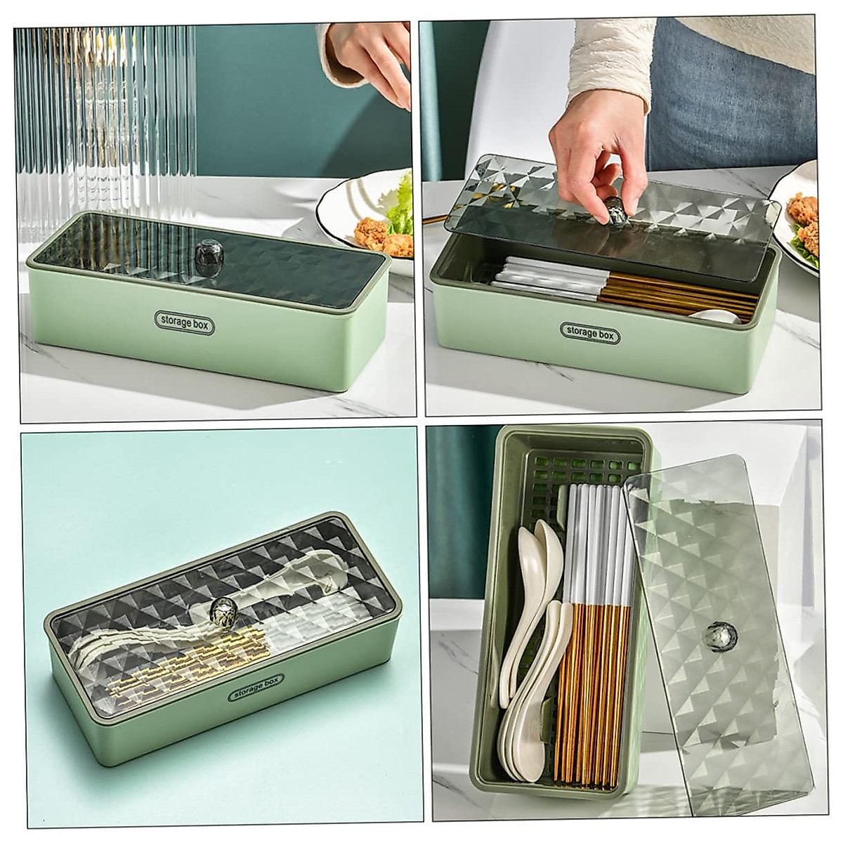 Cabilock 3pcs Tableware Drain and Dustproof Simple Container Plastic