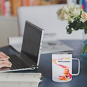 MAIKESUB 4 Pcs Sublimation Blank Skinny Tumbler 16 OZ White Handle and Straw Double Wall Stainless Steel Coffee Straight Mug with Sliding Lid (12 oz 340ML With base)