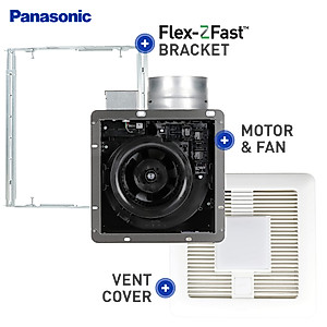 Panasonic FV-1115VKL2 WhisperGreen Select Ventilation Fan with Light and Speed Controls - 110-130-150 CFM - Quiet Ceiling Fan