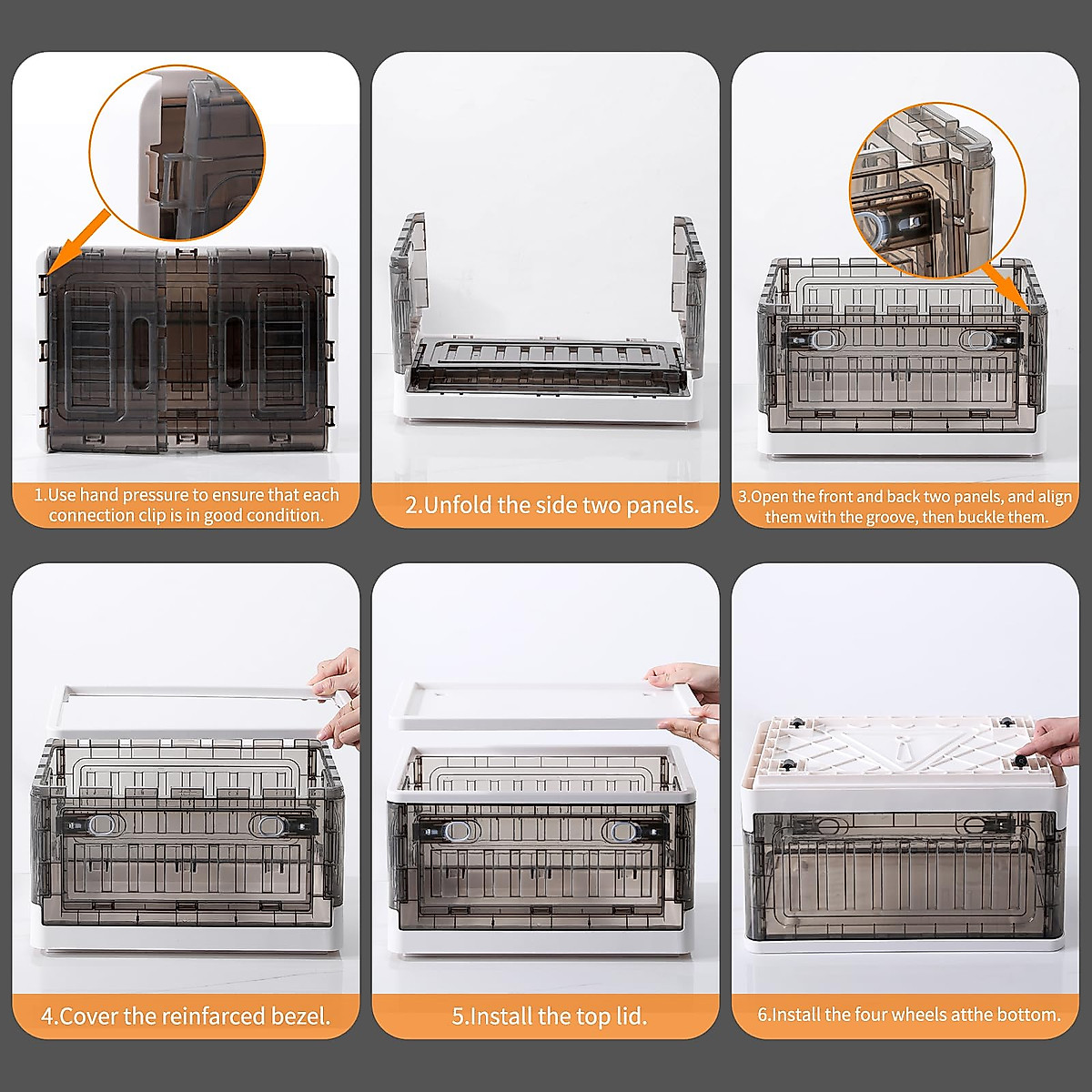 Anysig Closet Organizers and Storage - Stackable Collapsible Storage Bins 13 Gal, Storage Bins with Lids and Wheels: Foldable Box Storage Containers for Home, Dorm Room Essentials (3 Pack)