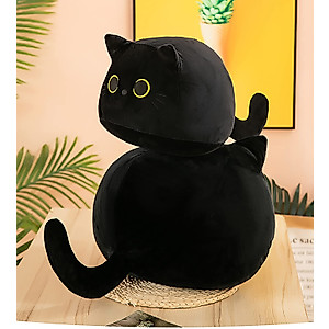 SteasMotai 15.7" 3D Black Cat Plush Toy Pillow, Soft Kawaii Kitten Stuffed Animal Cushion