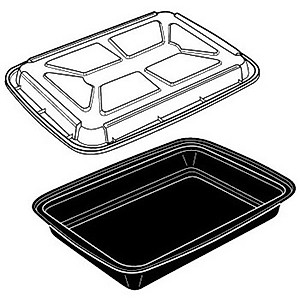 Pactiv NC-989-B 58 Oz. Black Rectangular Container - 150 / CS