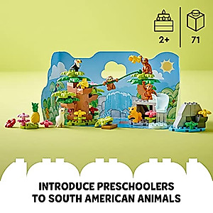 LEGO DUPLO Wild Animals of South America 10973 Educational Set - Featuring 7 Toy Animal Figures and Jungle Playmat, Early Learning and Motor Skill Toys for Toddlers, Girls, Boys, and Kids Ages 2+