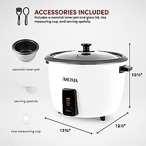 Aroma Housewares 32-Cup (Cooked) (16-Cup UNCOOKED) Pot Style Rice Cooker (ARC-7216NG) , White
