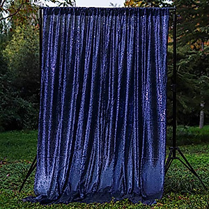 JYFLZQ Navy Blue Sequin Backdrop Curtains 2ft x 8ft 2 Panel Glitter Photo Booth Backdrops Sparkly Photography Background Drapes for Parties Wedding Bridal Showers