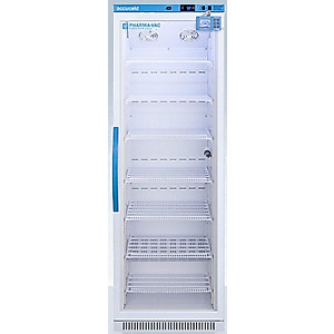 AccuCold ARG15PVDL2B 24 Upright Vaccine Refrigerator with 15 cu. ft. Capacity Plastic-Coated Wire Shelves Temperature Alarm and Factory-Installed Lock in White