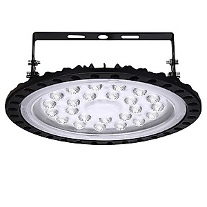 100W UFO LED High Bay Light, 6000-6500K Cool White LED Workshop Light, Ultra Thin Factory Warehouse LED Industrial Lighting, IP65 Waterproof Commercial Bay Lighting for Garage Factory Gym