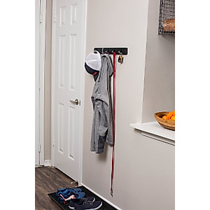 BIRDROCK HOME Folding Hook Coat and Hat Rack - 5 Hooks - 18 Inches - Wall Mount - Decorative Home Storage - Entryway Foyer Hallway Bathroom Bedroom Rail - Satin Nickel Hooks - Black Rail