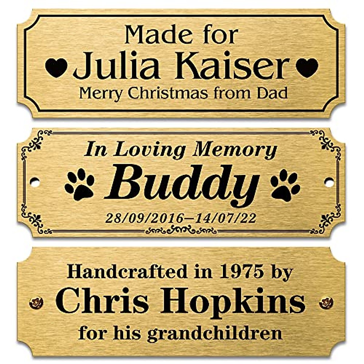 Personalized Name Plates, Solid Brass Engraved Plaque, Trophy Plates Engraved, Custom Name Plate with Adhesive Backing or Screws, 3" W x 1" H