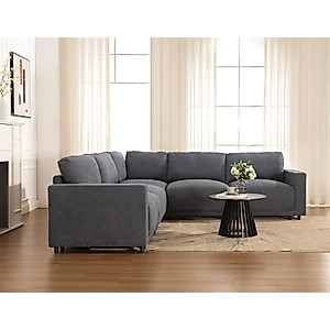 Txtin's 5 Seater L Shaped Couches for Living Room, 103" V Shaped Sectional Corner Couch, Modular Sectional Sofa for Living Room Set, Grey