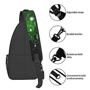 ROSIHODE St. Patrick's Day Cute Shamrocks Sling Backpack,Travel Hiking Daypack Clover Crossbody Shoulder Bag