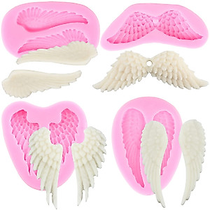 Mujiang Angel Wings Fondant Silicone Molds For Cake Decorating Chocolate Candy Resin Clay Set Of 4