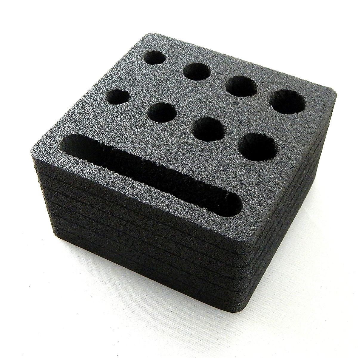 Polar Whale Personal Travel Test Tube Holder Rack Black Foam Lab Storage Organizer Compact Stand Transport Holds 8 Tubes Fits up to 11mm 13mm 15mm 17mm Diameter