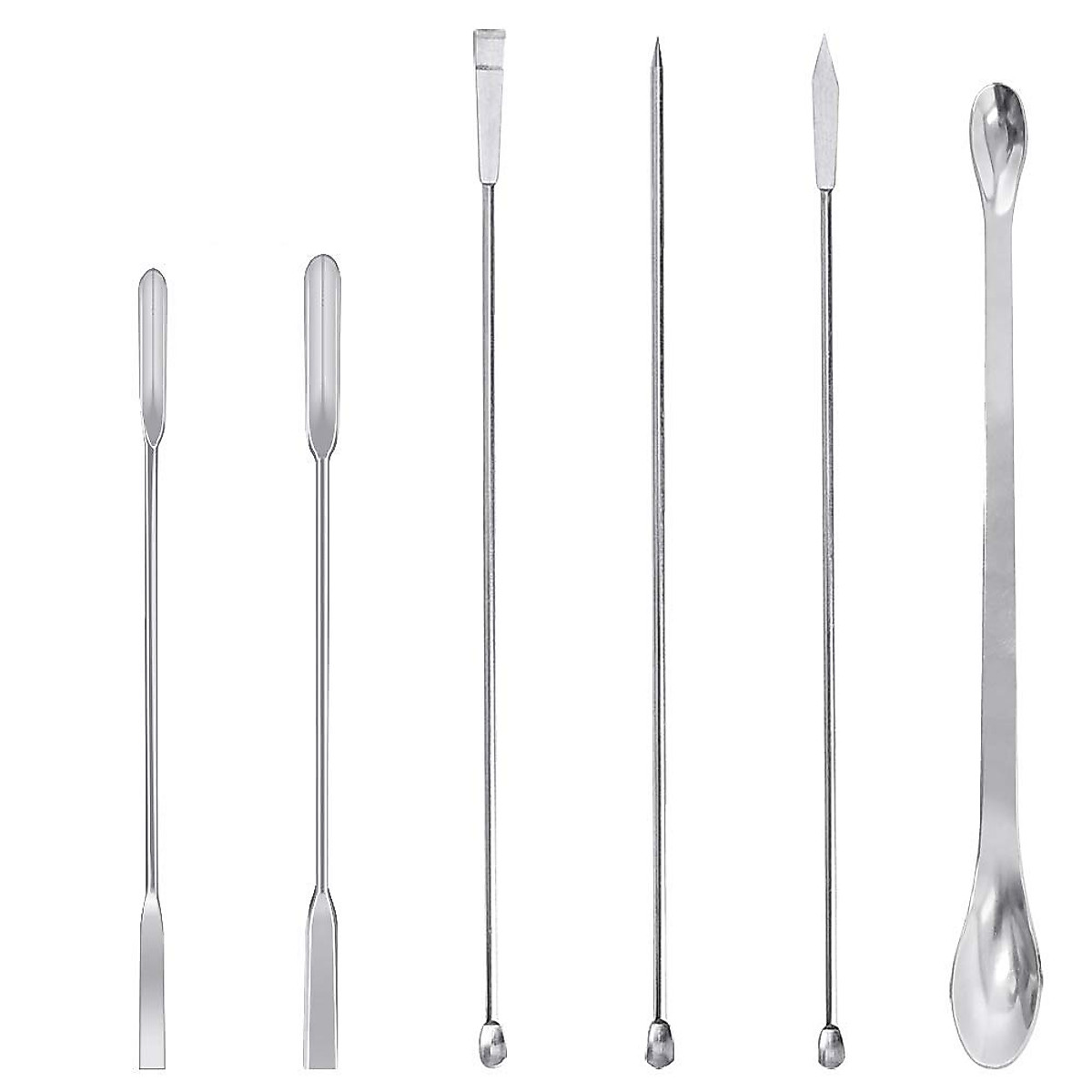 Squadare 6 Pack Micro Spatula，Lab Scoop Spoon Capsule Filler for Powders Stainless Steel Gel Cap Filler