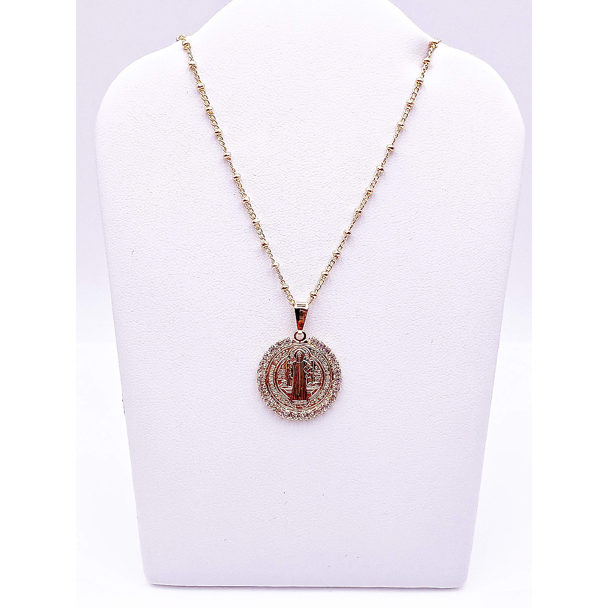18K Gold Plated Saint Benedict Pendant Necklace for Women Religious Jewelry