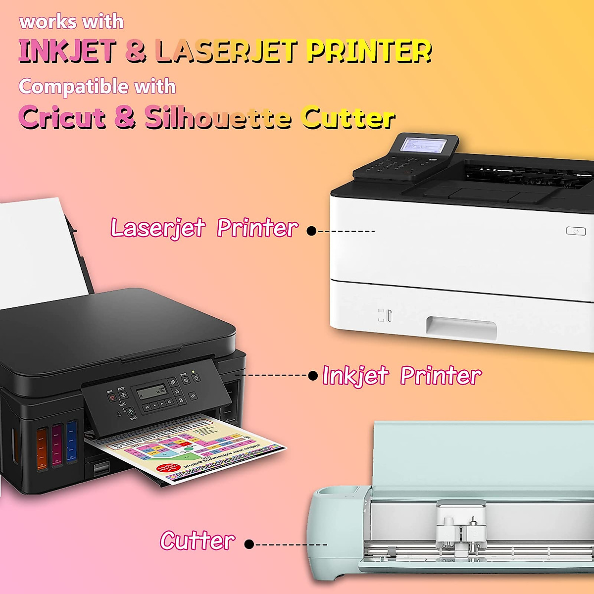 HTVRONT Heat Transfer Paper for Light T Shirts -25 Sheets 8.5x11" Iron on Transfer Paper for Inkjet & Laser Printer, Stretchable & Durable Printable Heat Transfer Vinyl, Easy to Use