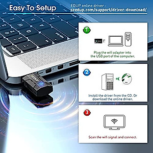 EDUP AC 1300Mbps USB WiFi Adapter for PC USB 3.0 Wireless Dongle, 5Ghz /2.4Ghz Dual Band 802.11ac Network Adapter for Desktop Laptop,Built-in Antenna Supports Windows 10/8/7/XP/Vista/Mac10.6~10.15
