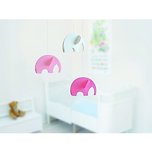 Elephant Pink Hanging Nursery Mobile - 24 Inches - High Quality Plastic - Handmade in Denmark by Flensted