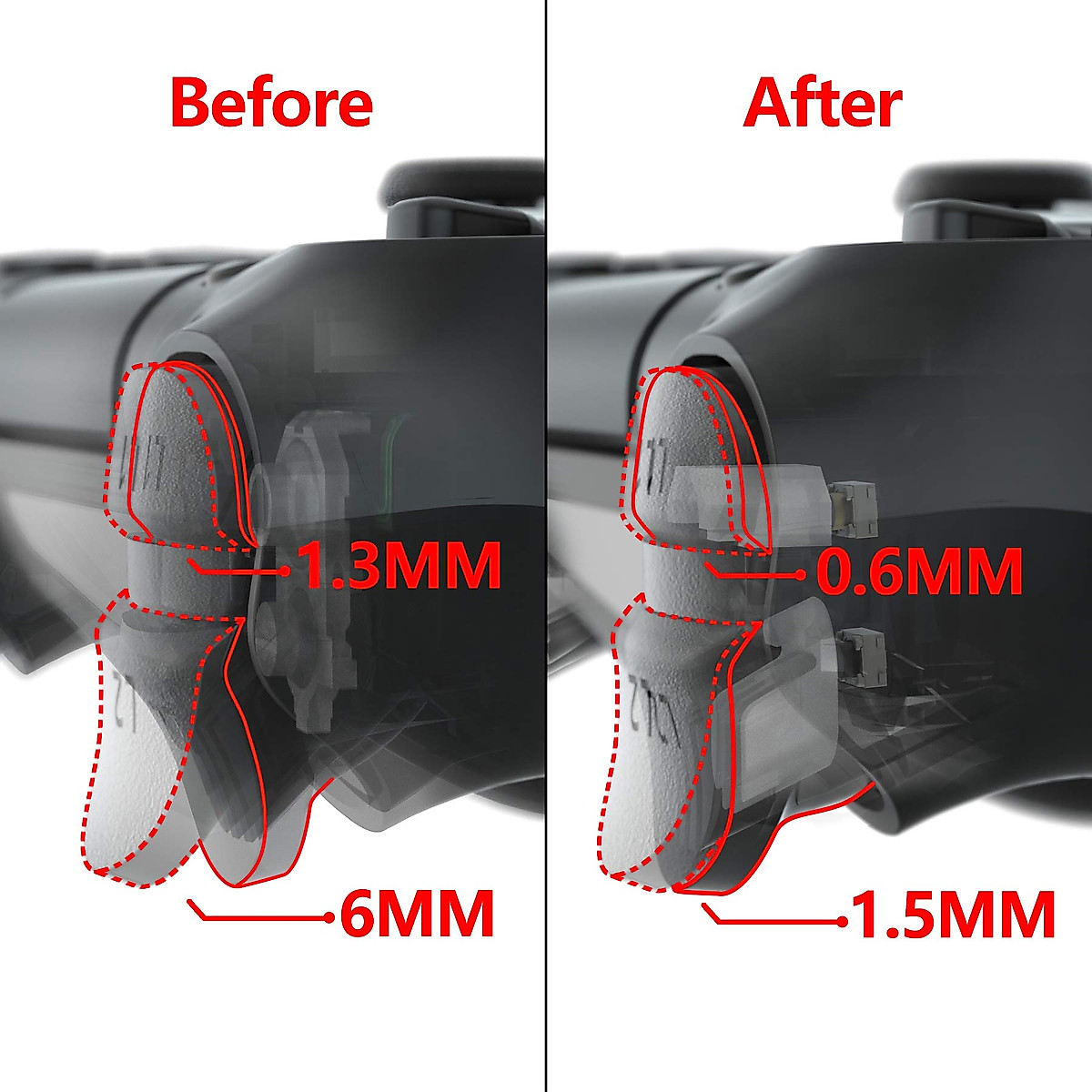 eXtremeRate Clicky Hair Trigger Kit for PS4 CUH ZCT2 Controller Shoulder Buttons, Custom Flashshot Trigger Stop Flex Cable for PS4 Slim Pro Controller JDM-040/050/055