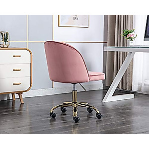 chairus Tufted Task Chair, Reception Chair with Height Adjustment (Armless Design for Small Homes and Offices), Rose Pink