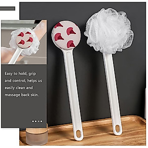 Cabilock Bath Back Brush Bath Body Brush Shower Foot Scrubber Shower Brush with Bristles Loufa Puff Scrubber Back Brush Handle Dual-Sided Back Brush Body Scrub Man Ice Cream Loofah Pp