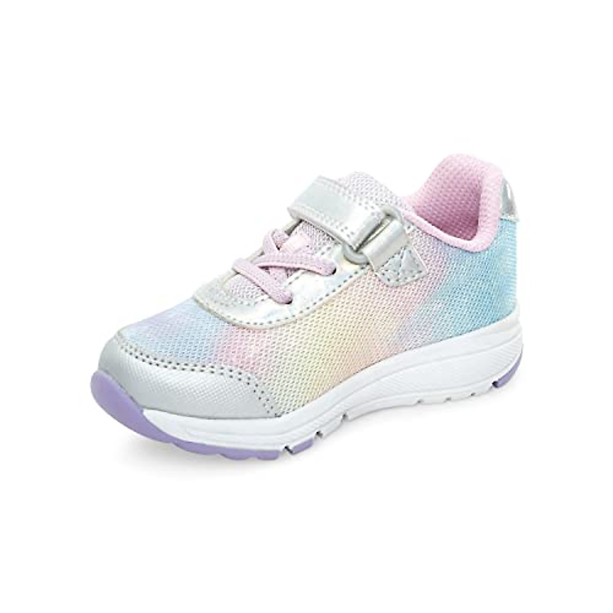 Stride rite Girls SR Lighted Glimmer Sneaker, Iridescent, 10 Wide Toddler