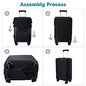 Kajaia 3 Pcs Luggage Cover Suitcase Protector Travel Suitcase Cover Anti Scratch Luggage Protector Washable Fits 18-28 Inch Luggage (Black)