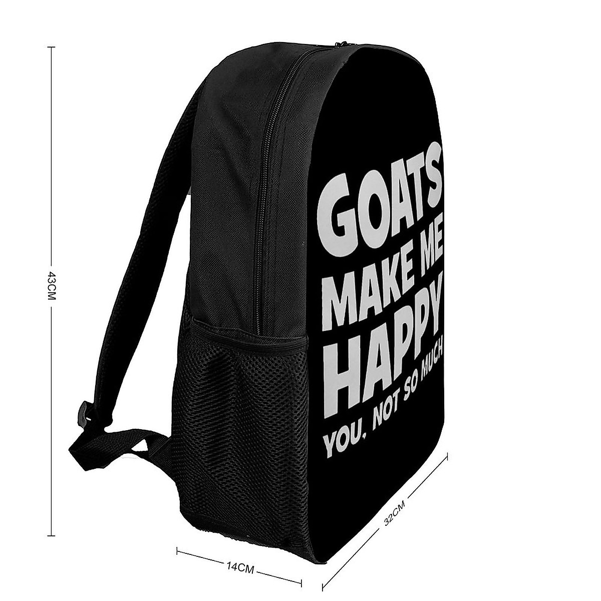 Goats Make ME Happy Travel Backpack Casual 17 Inch Large Daypack Shoulder Bag with Adjustable Shoulder Straps
