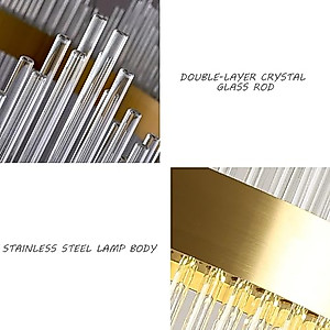 Chandelier,Crystal chandelier, Ceiling Chandelier Lamp, Modern Crystal Chandelier Oval Gold Crystal Pendant Light LED Chandelier Hanging Lighting Fixture Adjustable Height for Dining Room Kitchen Livi