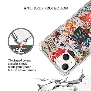 Ricin Relun Winter Collage Christmas Case for iPhone 14 Plus, Retro Aesthetic Christmas Tree and Gingerbread Case for Girls Women Men, Unique Trendy TPU Bumper Cover Case for iPhone 14 Plus