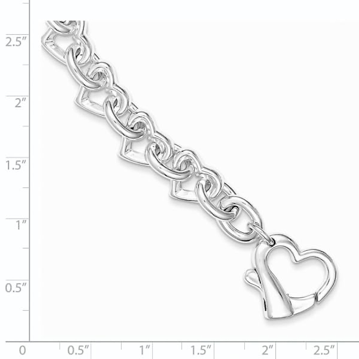 IceCarats 925 Sterling Silver Heart Love Link Chain Charm Bracelet 7.5 inch