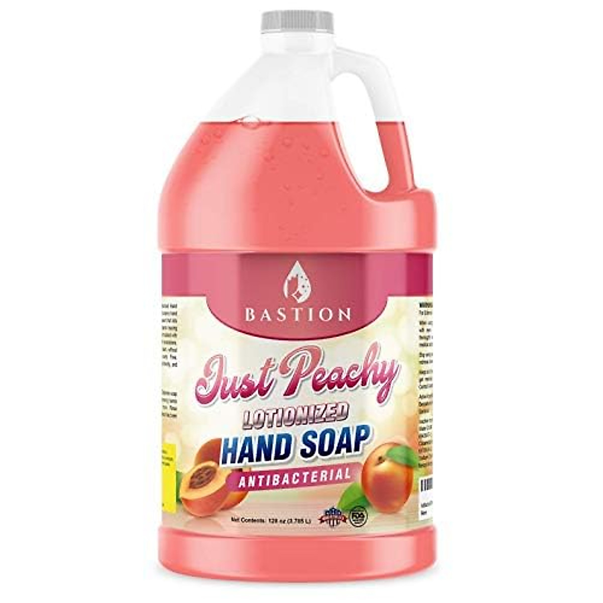 Hand Soap Antimicrobial Just Peachy Luxurious Lotionized Hand Wash One Gallon (128 Oz.) Refill Jug. Made in The USA