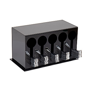 Mind Reader Utensil Dispenser, Silverware Organizer, Plastic Fork and Spoon Dispenser, Kitchen, 11" L x 5.75" W x 6" H, Black