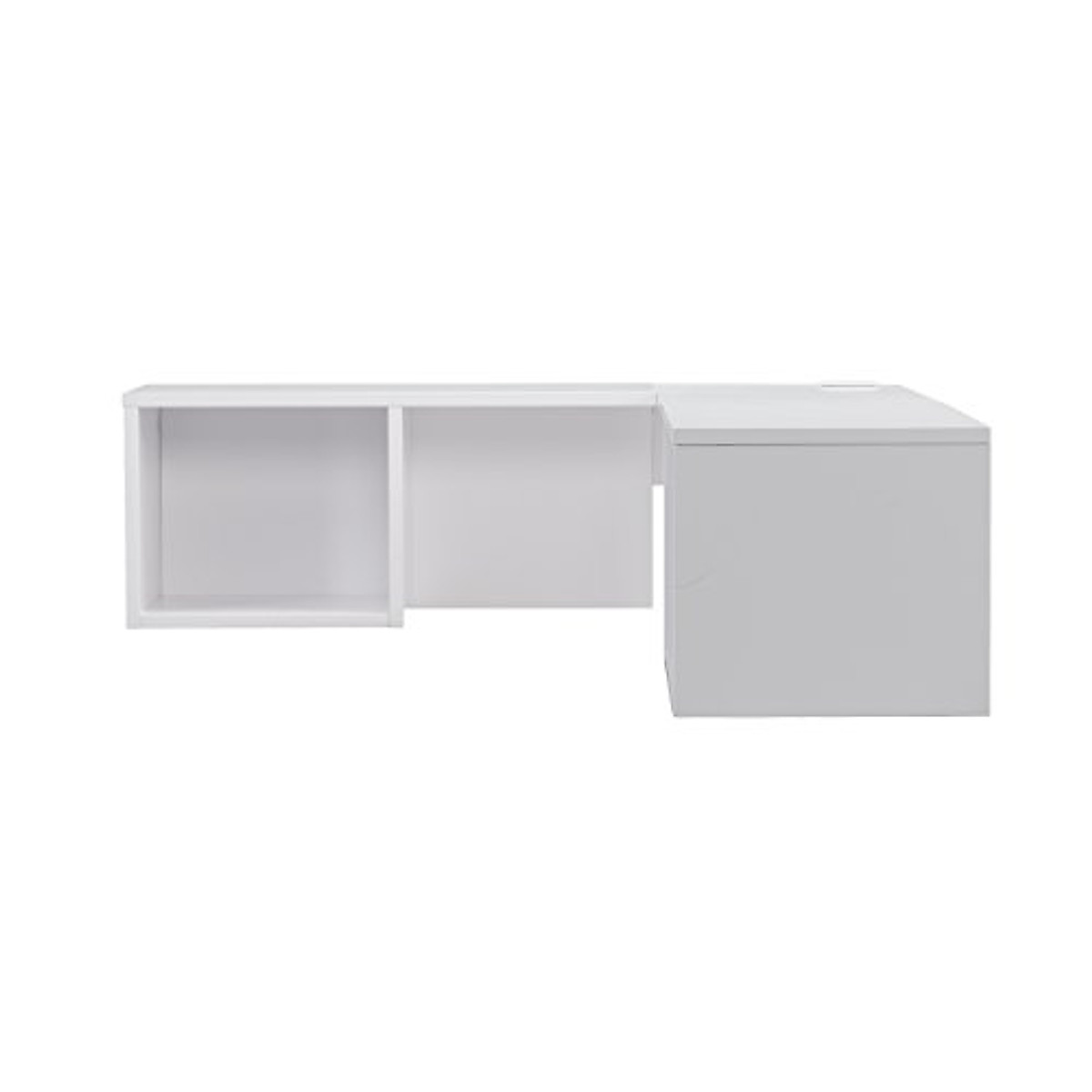SEI Furniture Flynn Floating Wall Mount Corner Desk - Storage Cubbies - Pure White Finish