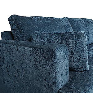 Christopher Knight Home Randolph Contemporary 3 Seater Fabric Sofa, Navy Blue + Espresso