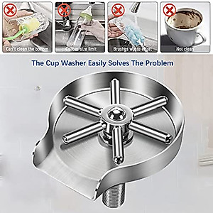 Stainless Steel Glass Rinser for Kitchen Sink, Super Pressure Bottle Washer, HL2121C Cup Washer for Sink, Cup Cleaner with 2 Drying Towel, Kitchen Sink Accessories(Installation Guide Included)