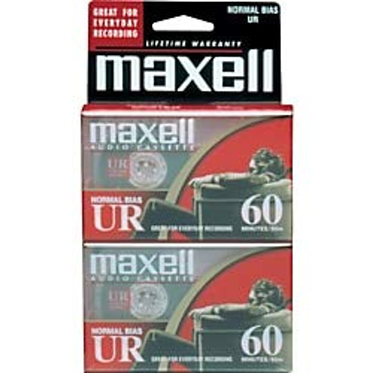 Maxell 109024 60 Minute Storage Capacity Normal Bias Type Flat Packs 2 Pack Cassettes