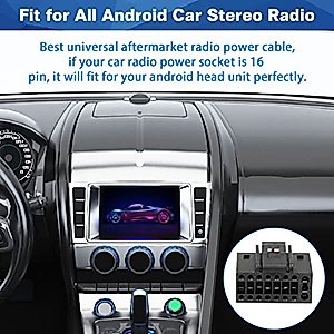 Android Radio Wiring Harness Adapter Replacement for Select Android Car Stereo 16 Pin ISO Connector
